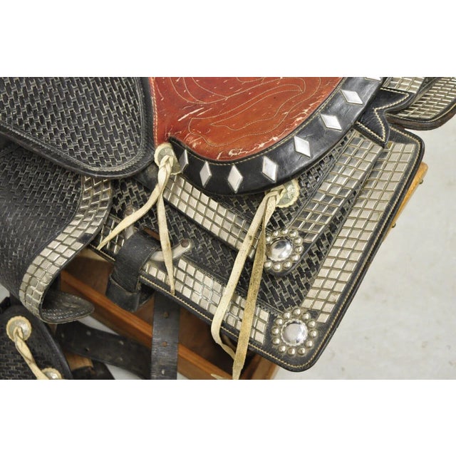 Vintage Simco Black Brown Leather Studded Western Horse Show Saddle ...