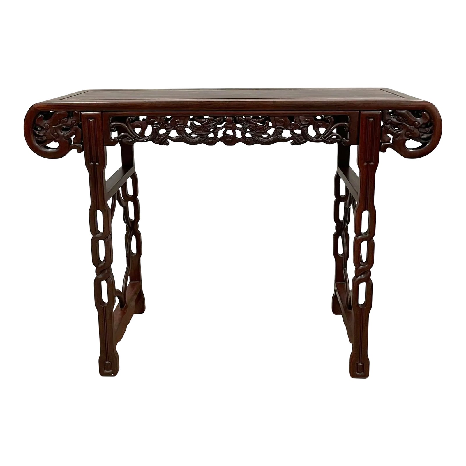 Early 20th Century Chinese Rosewood Dragon Altar Table/Entry Console ...