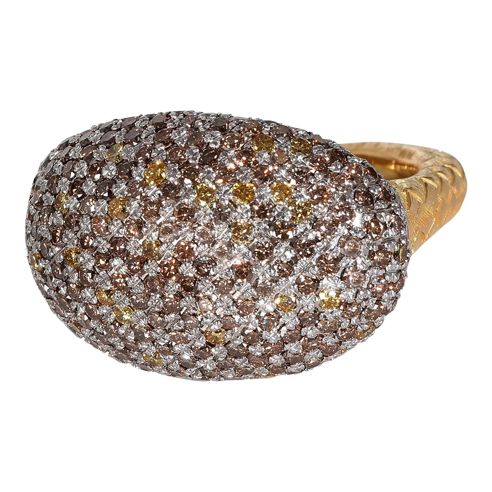 Bottega Veneta Color Diamond Cocktail Ring In 18K White Gold/Yellow ...