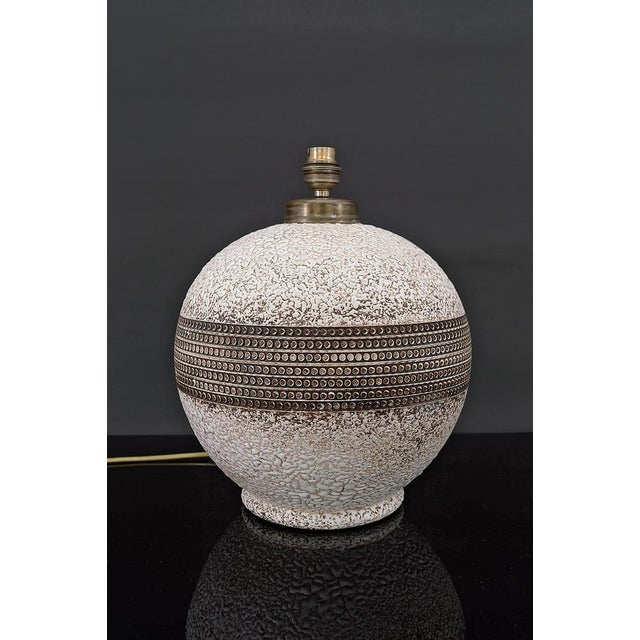 Round Ceramic Table Lamp in the style of Besnard, France, 1930s | Chairish
