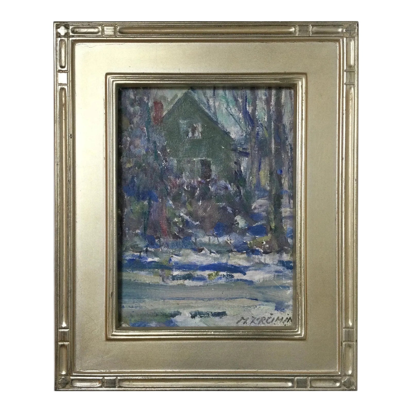 1953 Impressionist Style Winter Scene Oil Painting by Martins Krumins ...