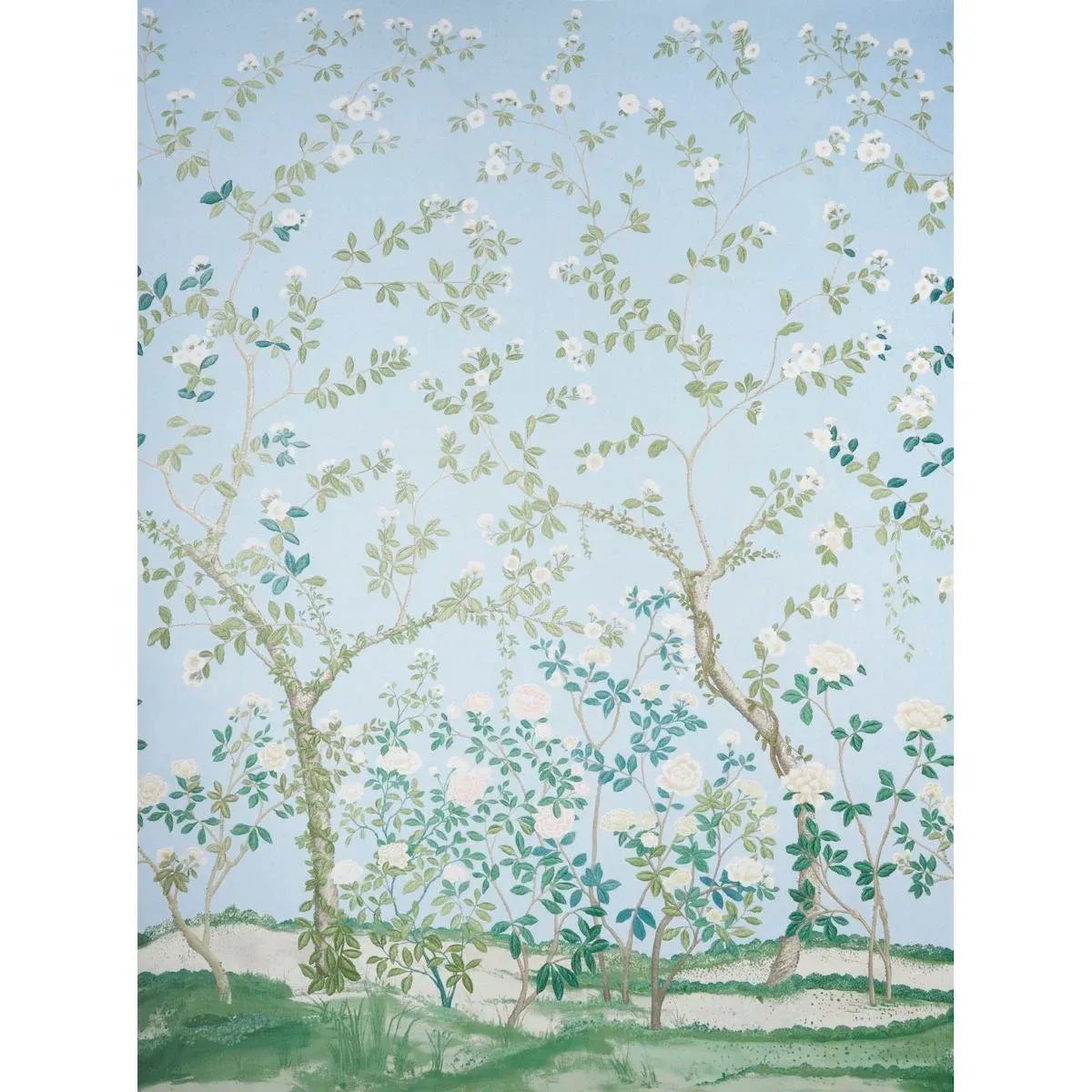 Schumacher x Miles Redd Madame De Pompadour Panel Fabric in Blue | Chairish