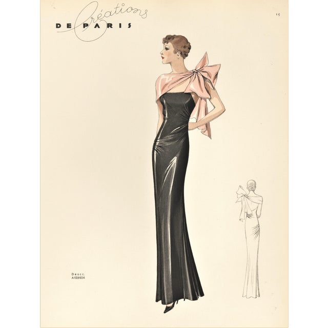 1937 French Evening Fashion Design, Rare | Chairish