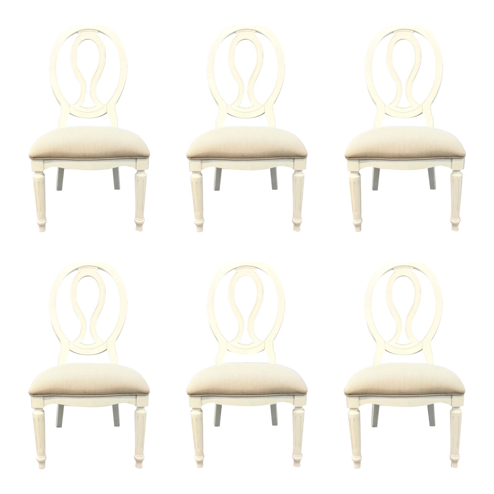 Traditional White Oval Back Dining Chairs-Set of Six | Chairish