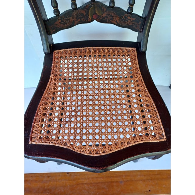 Mid 19th Century Hand Decorated Antique Cane Bottom Chairs - Set of 4 ...