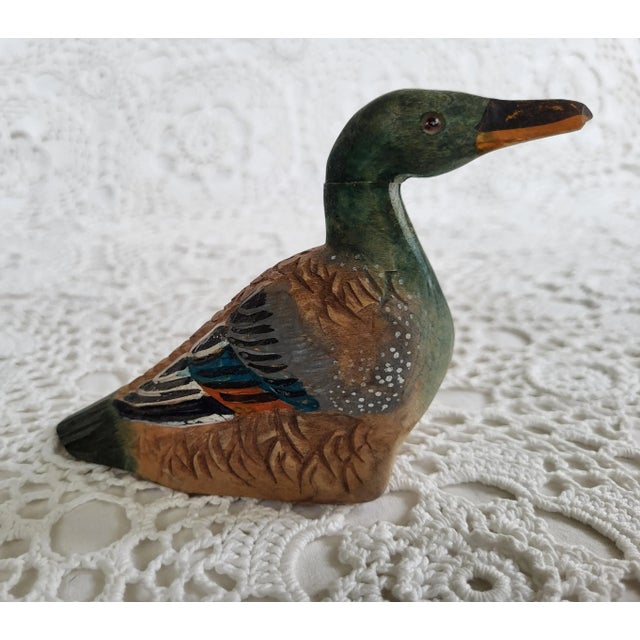 Pair of 1970s Miniature Wooden Duck Decoys | Chairish