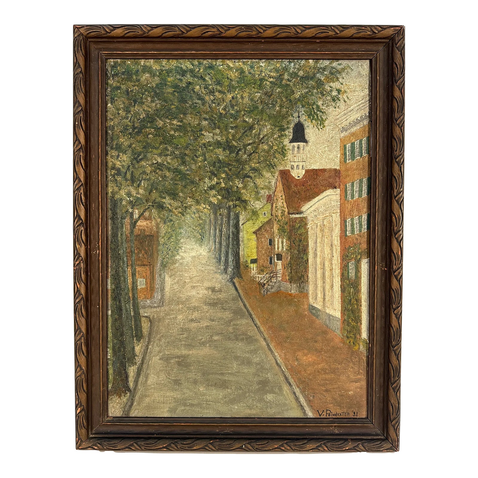 American School Street Scene, Oil on Canvas Signed v. Poindexter, '31 ...