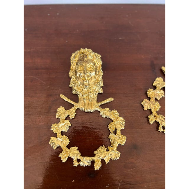 Pair, Vintage Neoclassical Style Gilt Bronze Satyr Form Wall Accents ...