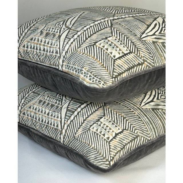 Fortuny "Mayan" Square Pillows - a Pair | Chairish