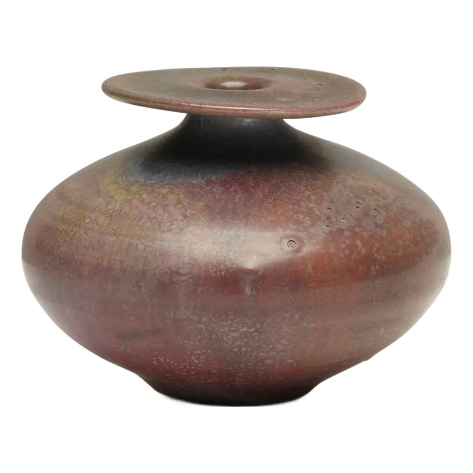 Otto Natzler and Gertrud Natzler Rare Form, Round Bottle With Flange ...