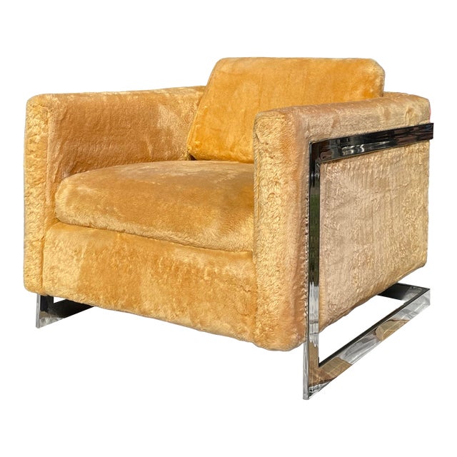 Mid Century Chrome and Upholstered Club Chair After Milo Baughman Chairish
