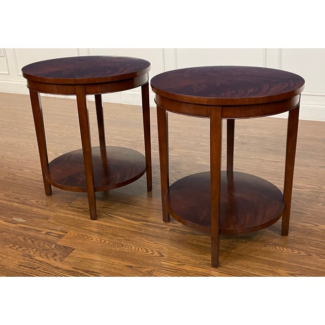 Pair of Matching Round Mahogany Hepplewhite Style End Tables - Showroom ...