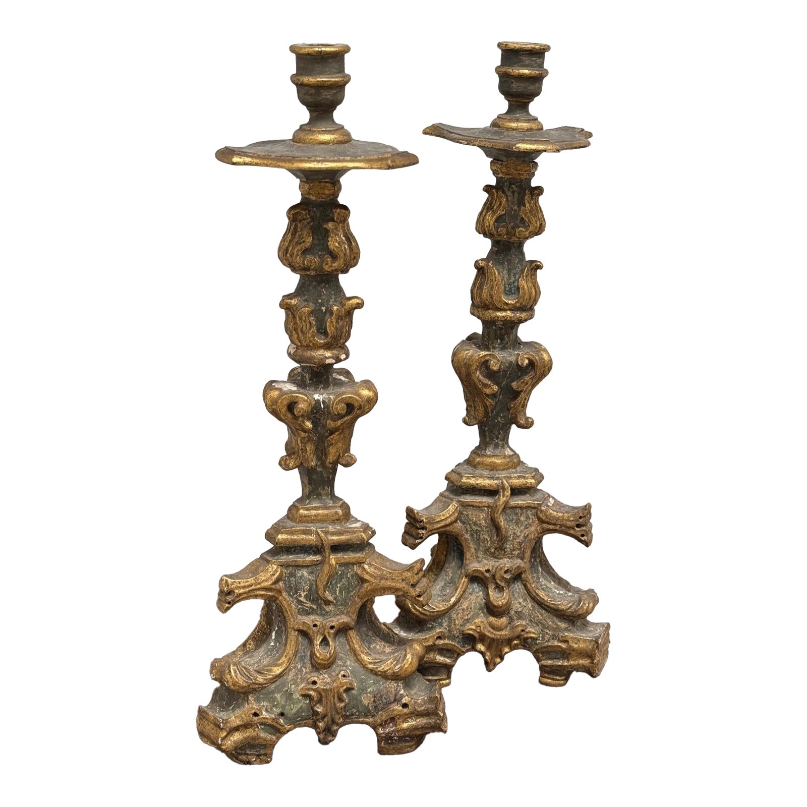17th Century Italian Baroque Ecclesiastical Candlesticks – Pair | Chairish