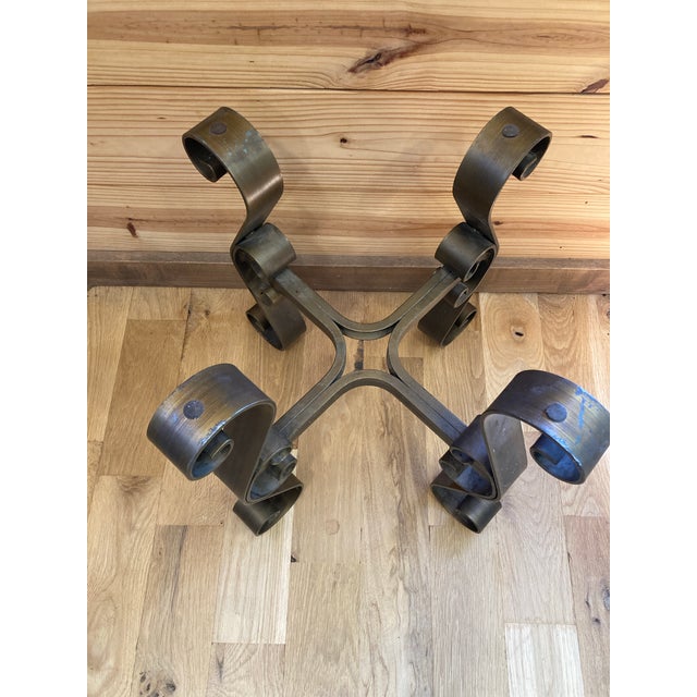 Vintage Bronzed Metal Scroll Table Base | Chairish