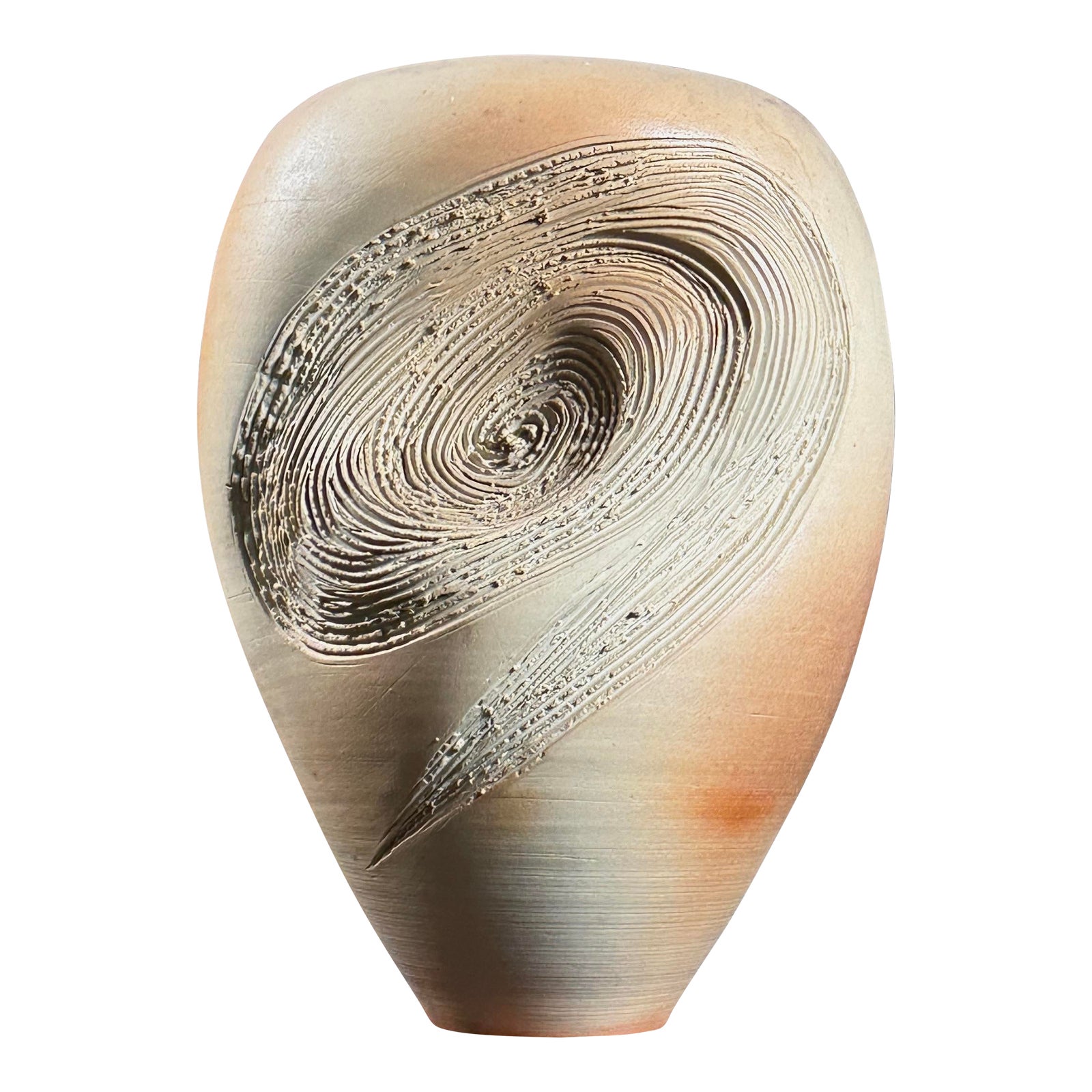 Vintage Modernist Japanese Sgraffito Wood Fired Ceramic Vase, Signed ...