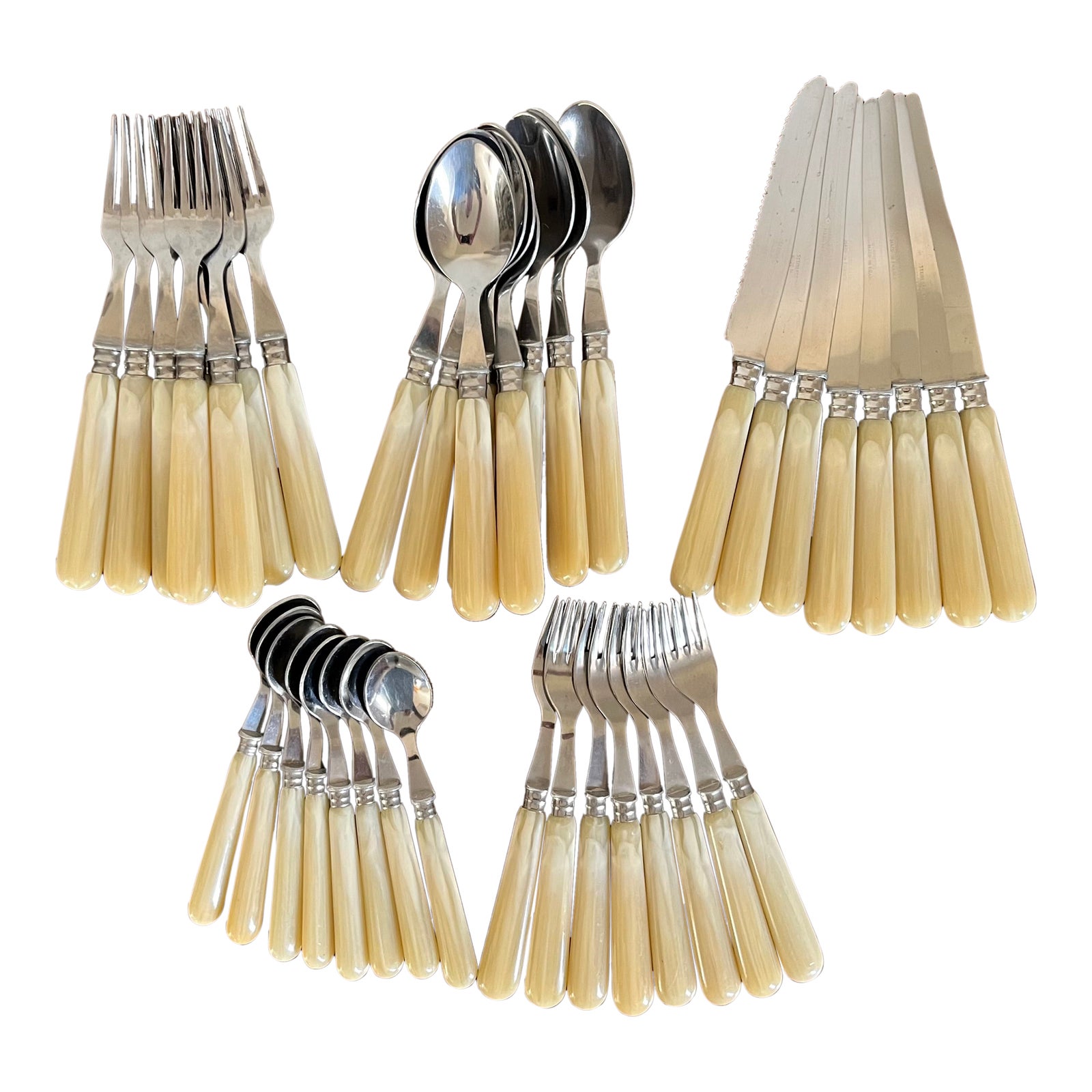 French Stainless Steel Five Piece Place Settings With Spoons, Forks ...