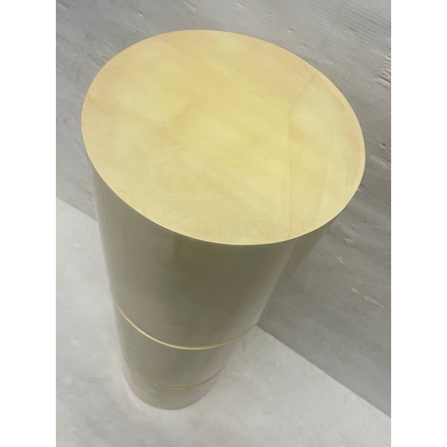 1980s Post Modern Faux Goat Skin Laminate Pedestal/ Plinth | Chairish
