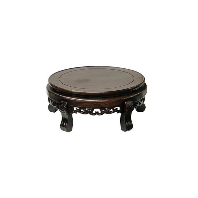 11.75" Chinese Brown Wood Round Table Top Stand Display Easel | Chairish