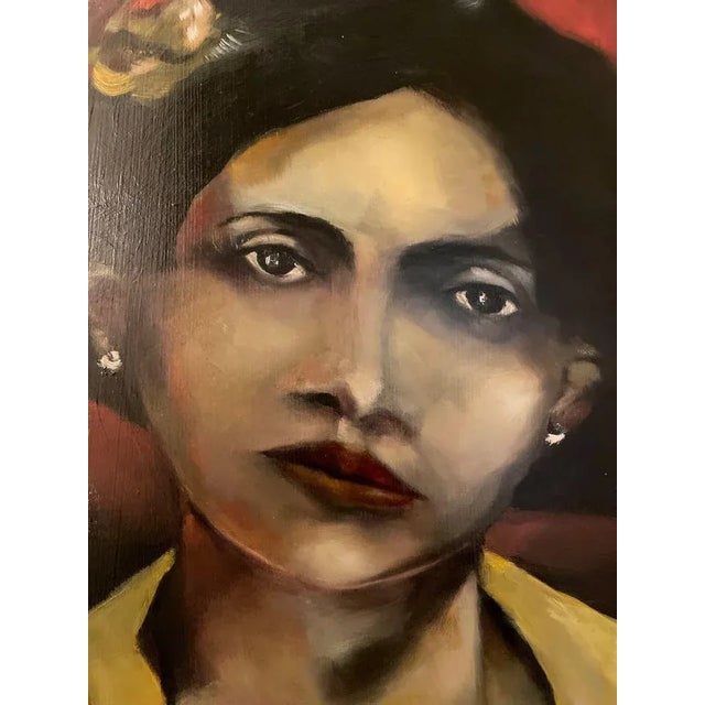 Framed Painting of Pensive Woman | Chairish