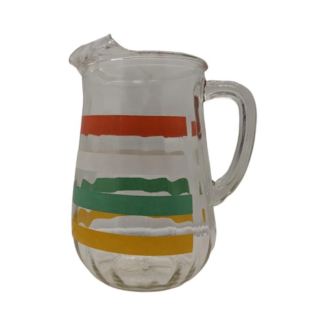 Vintage Anchor Hocking Multi Colored Stripe Pitcher Juice Pitcher Urn ...