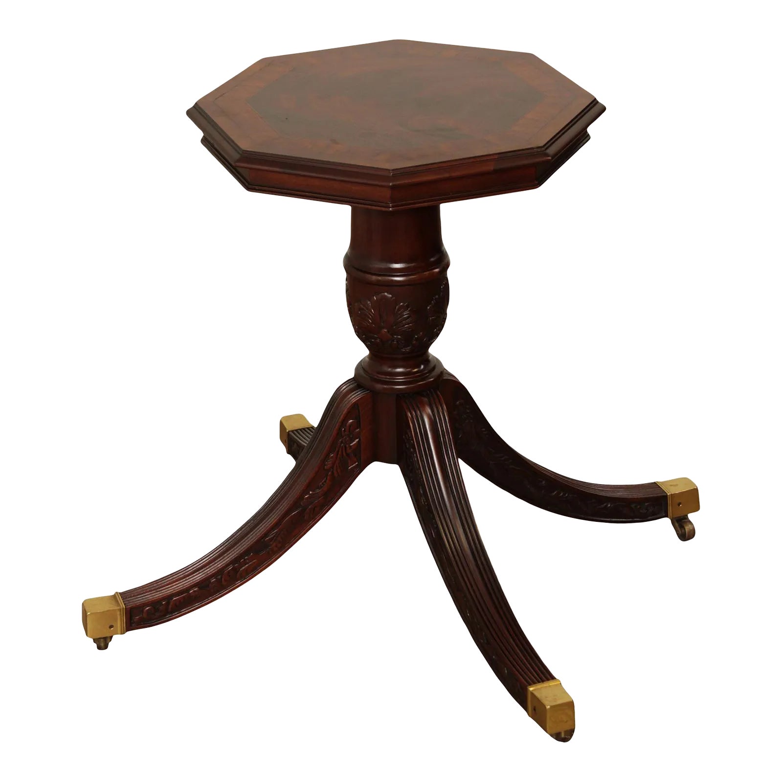 Georgian Style Banded Mahogany Octagonal Table Base | Chairish