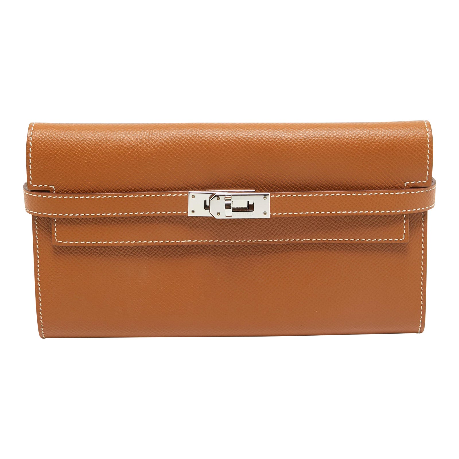 Hermes Gold Epsom Leather Kelly Longue Wallet | Chairish