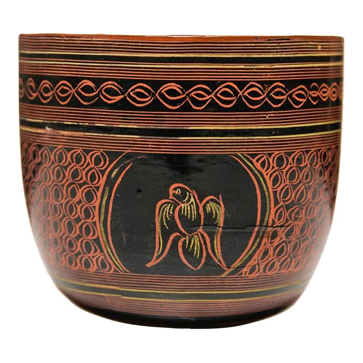 20th Century Vintage Collector-Grade Burmese Parrot Lacquerware Cup ...