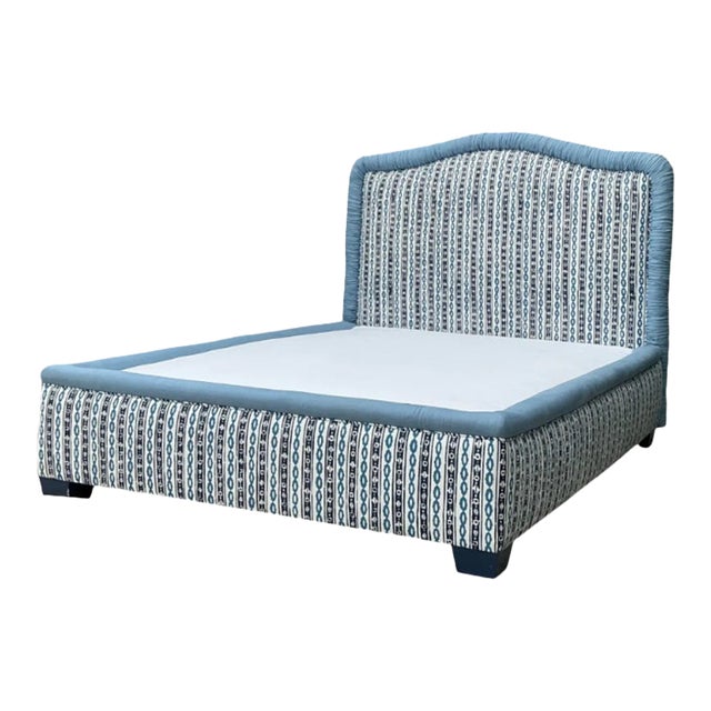 Vintage Upholstered Queen Bed Frame | Chairish