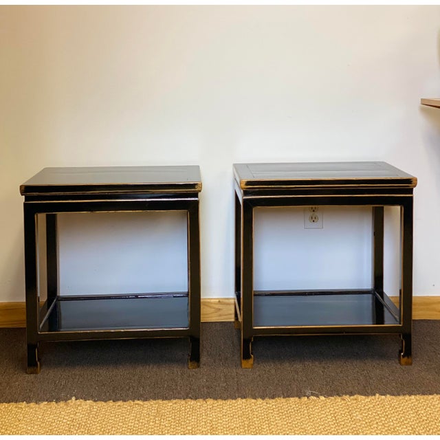 Late 19th Century Chinese Black Lacquer Rectangular Two-Tier Side ...