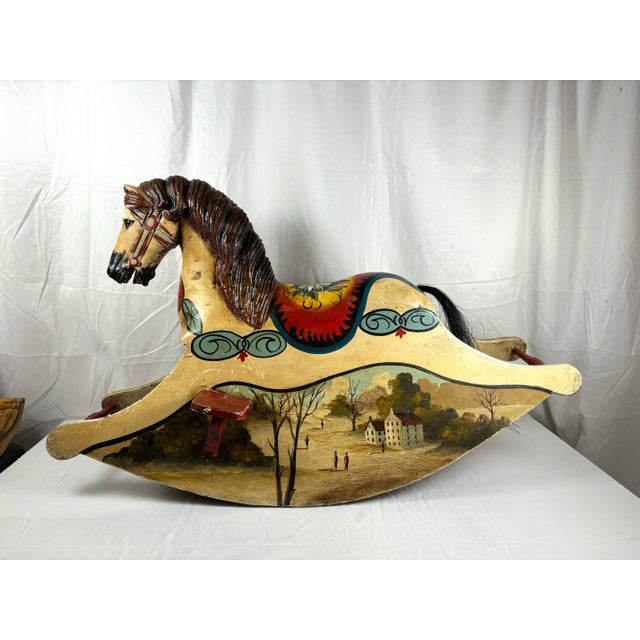 Vintage Hand-Painted Rocking Horse | Chairish