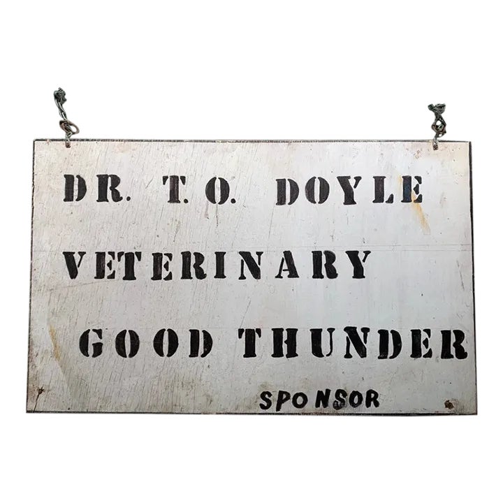 1940s Vintage Hand Painted Veterinary Sign Good Thunder | Chairish