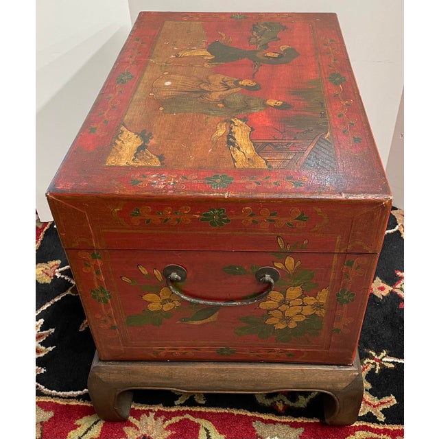 Vintage Laquered Chinese Wooden Storage Box Coffee Table | Chairish