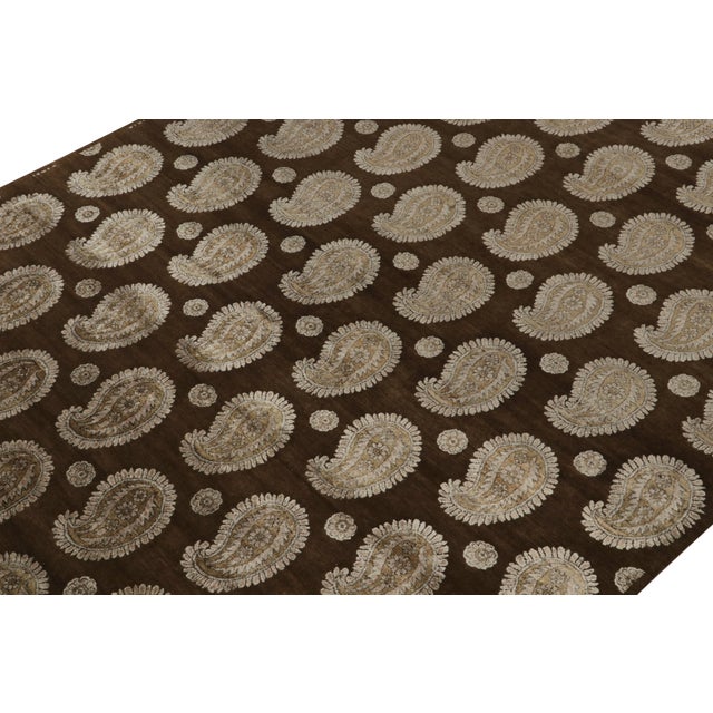 Rug & Kilim’s Classic Style Rug in Brown With Ivory Paisley Patterns ...
