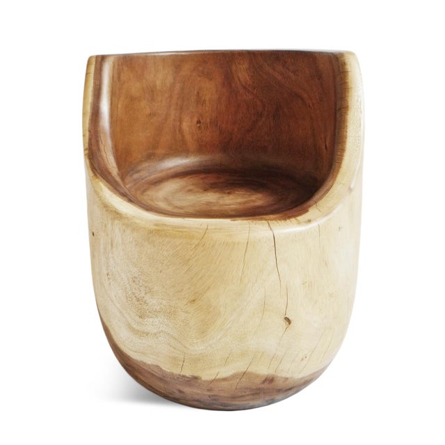 Monkey Pod Wood Scoop Seat | Chairish