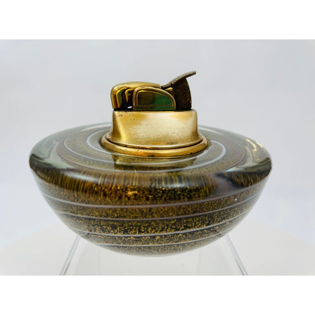 Vintage Venetian Murano Art Glass Table Lighter With Gold and White ...