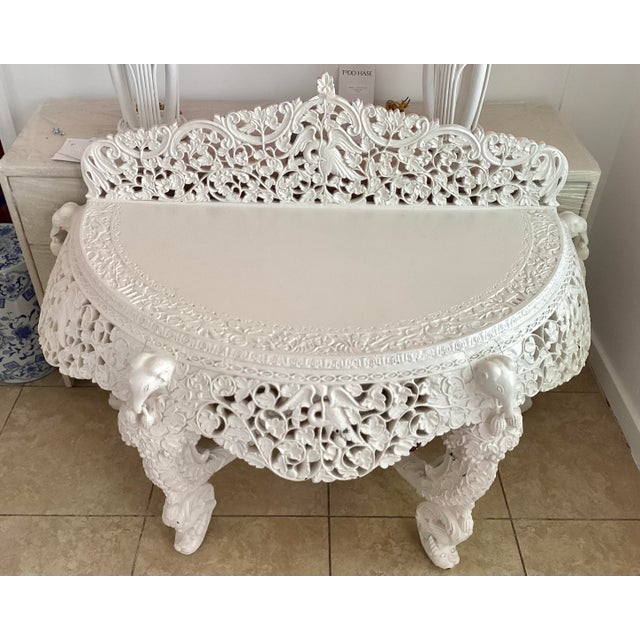 Anglo Indian Console Table in Ivory Lacquer | Chairish