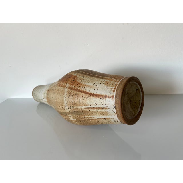 Tall Mid-Century Organic Speckled Brown Glaze Art Studio Pottery Vase ...