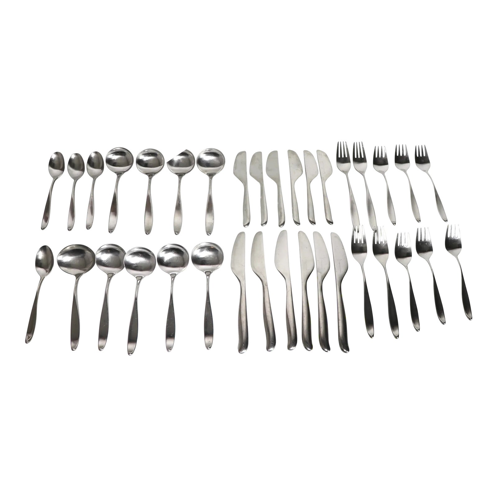 35 Pc. Set of Lauffer Stainless Steel Flatware Design 2 by Don Wallace ...
