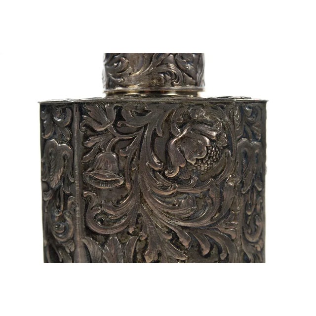 19th Century Antique Silver Repousse Tea Caddy | Chairish
