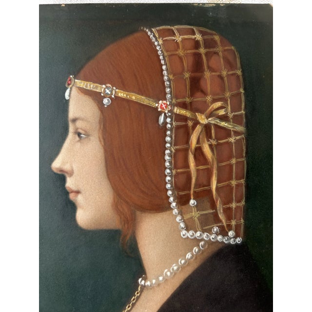 Early 20th Century Italian Realistic Pastel Portrait of Beatrice After ...