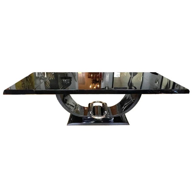 Art Deco Black Extending Dining Table | Chairish