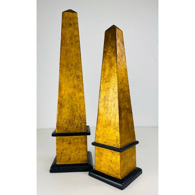 Mid-Century Vintage Complementary Pair of Wooden Obelisks | Chairish