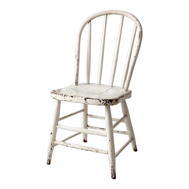 Antique White Spindle Back Chair | Chairish
