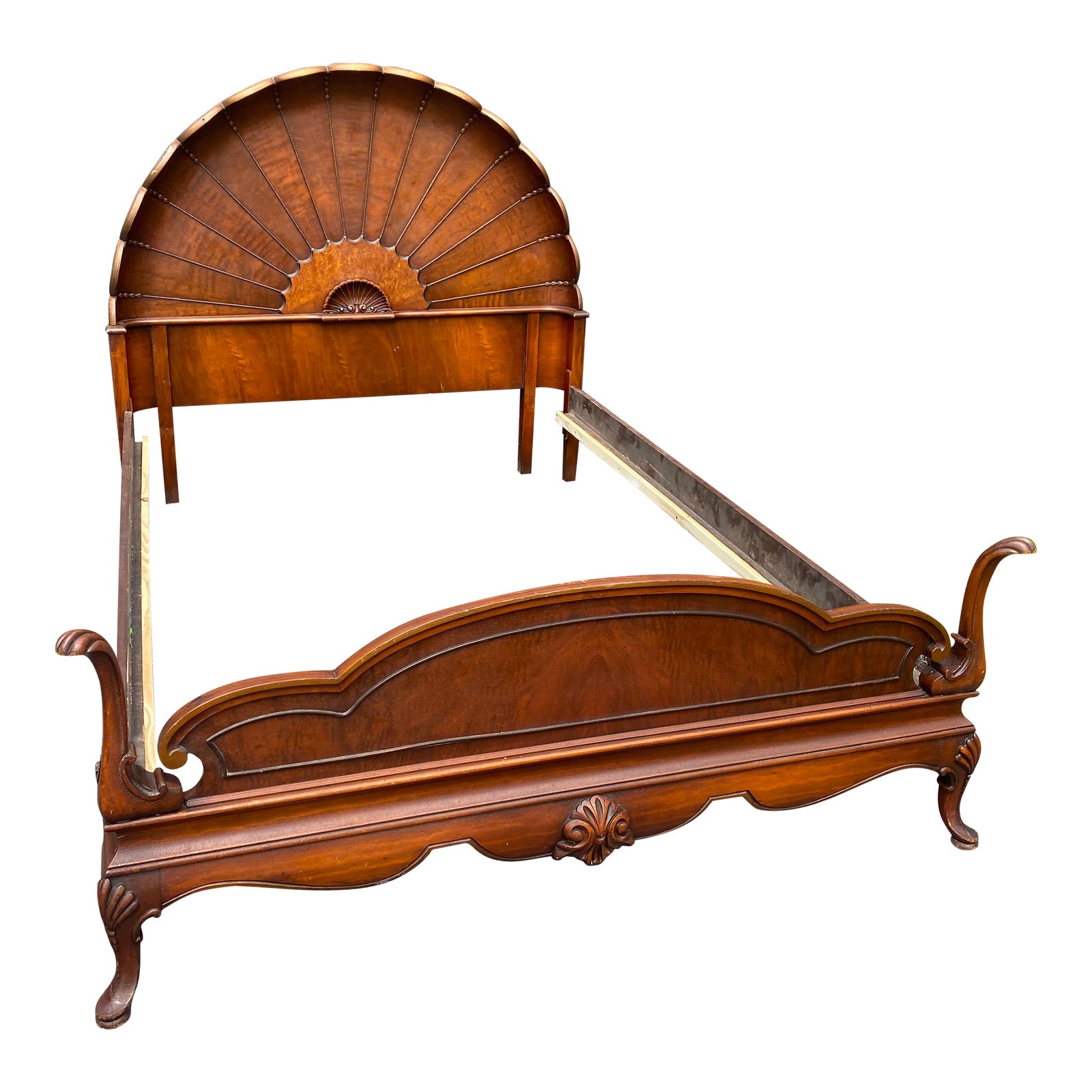 1920’s French Art Deco Carved Shell Bed | Chairish
