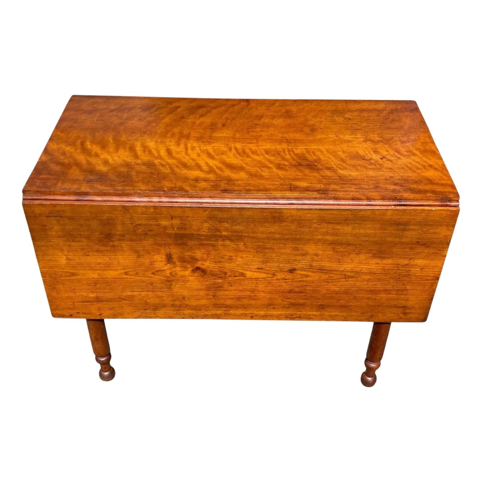 Antique Figured Cherry Drop Leaf Dining Table | Chairish