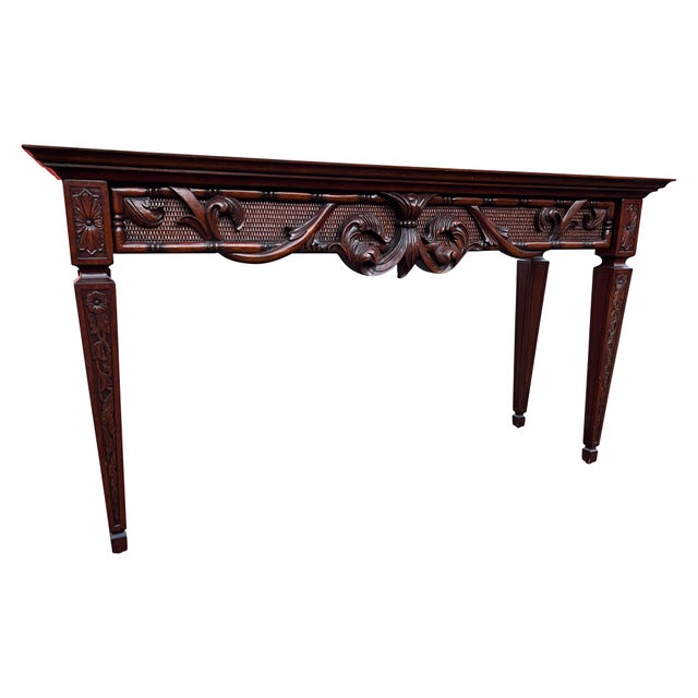 Carved Ethan Allen Console Sofa Table | Chairish