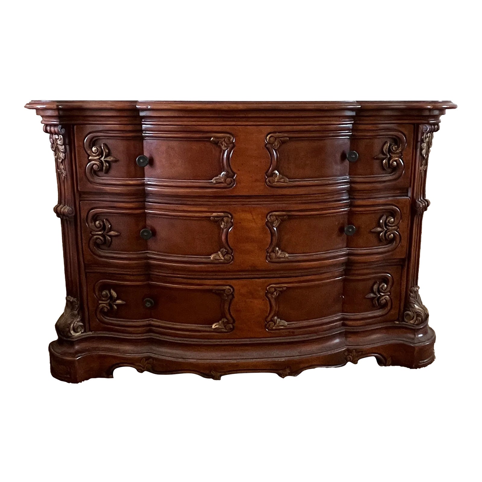 Italian Baroque Serpentine 3 Drawer Chest by Traditional Imports | Chairish