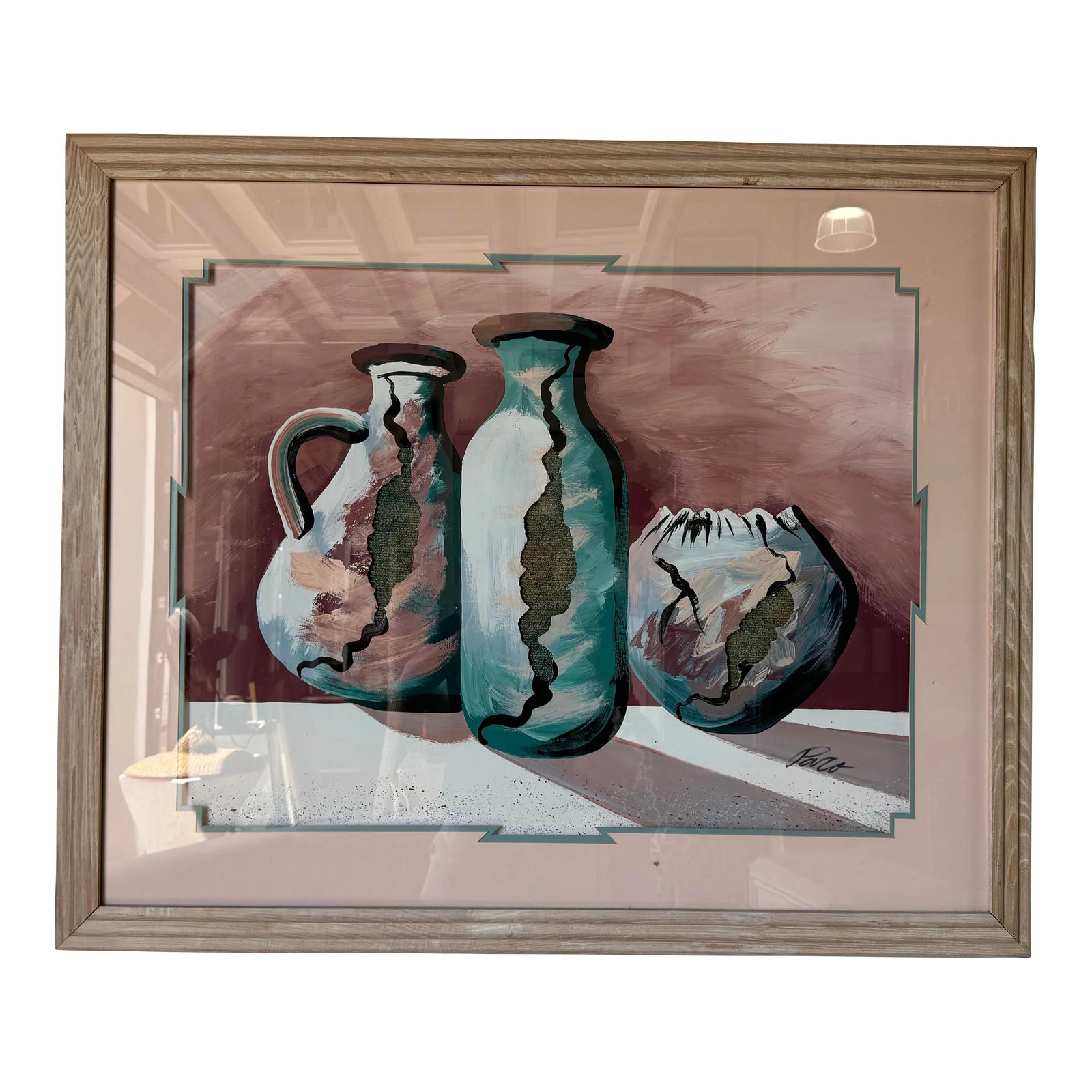 Large Vintage Paro Southwestern Native American Still Life Painting ...