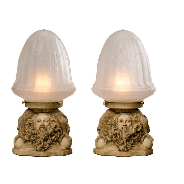 Bearded Old Man Accent Lamps - A Pair | Chairish