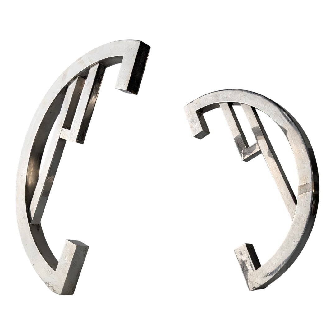 Art Deco Geometric Drawer Pulls in Chrome-Plated Metal, 1920s, Set of 2 ...